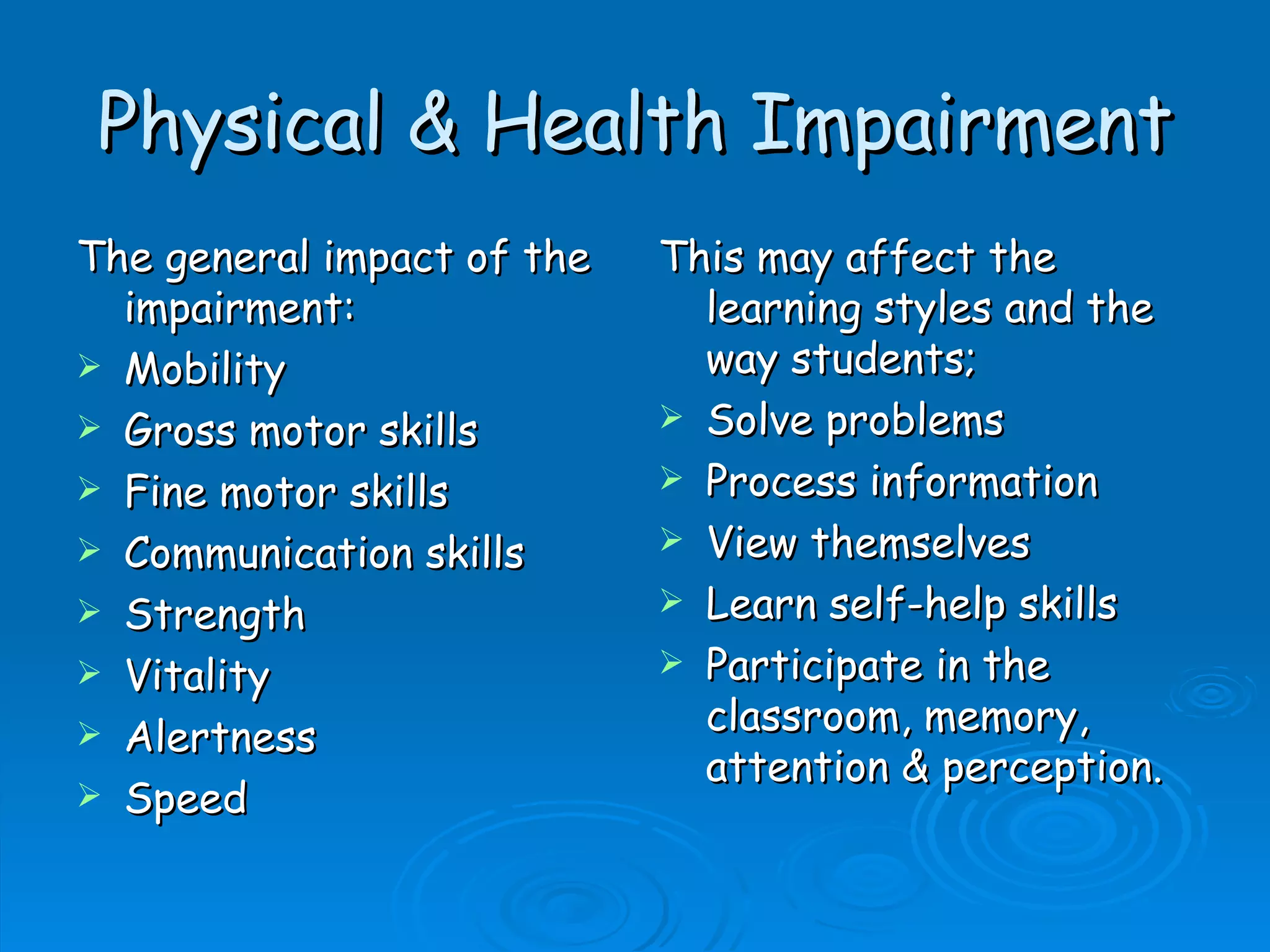 Physical and Health Impairment | PPT