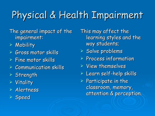 Physical and Health Impairment | PPT