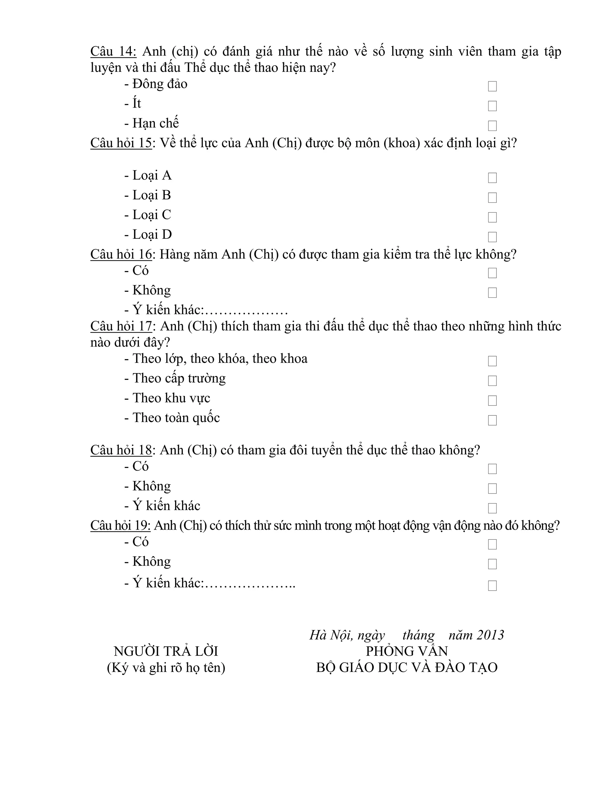 Phieu phong van lam sv ct moi | PDF