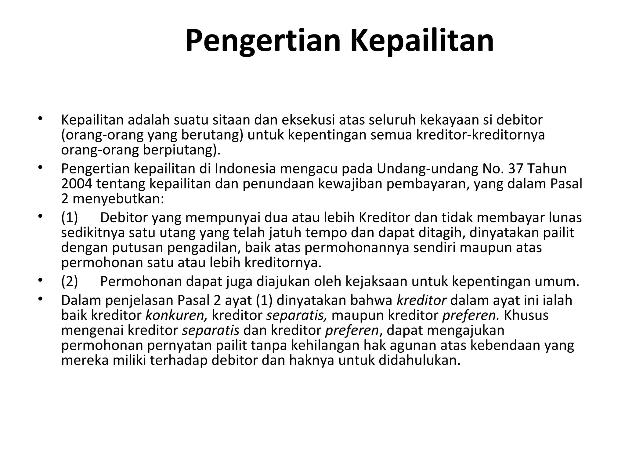 Hukum Kepailitan | PPT
