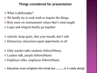 Philosophical inquiry and Reflective Teaching | PPTX