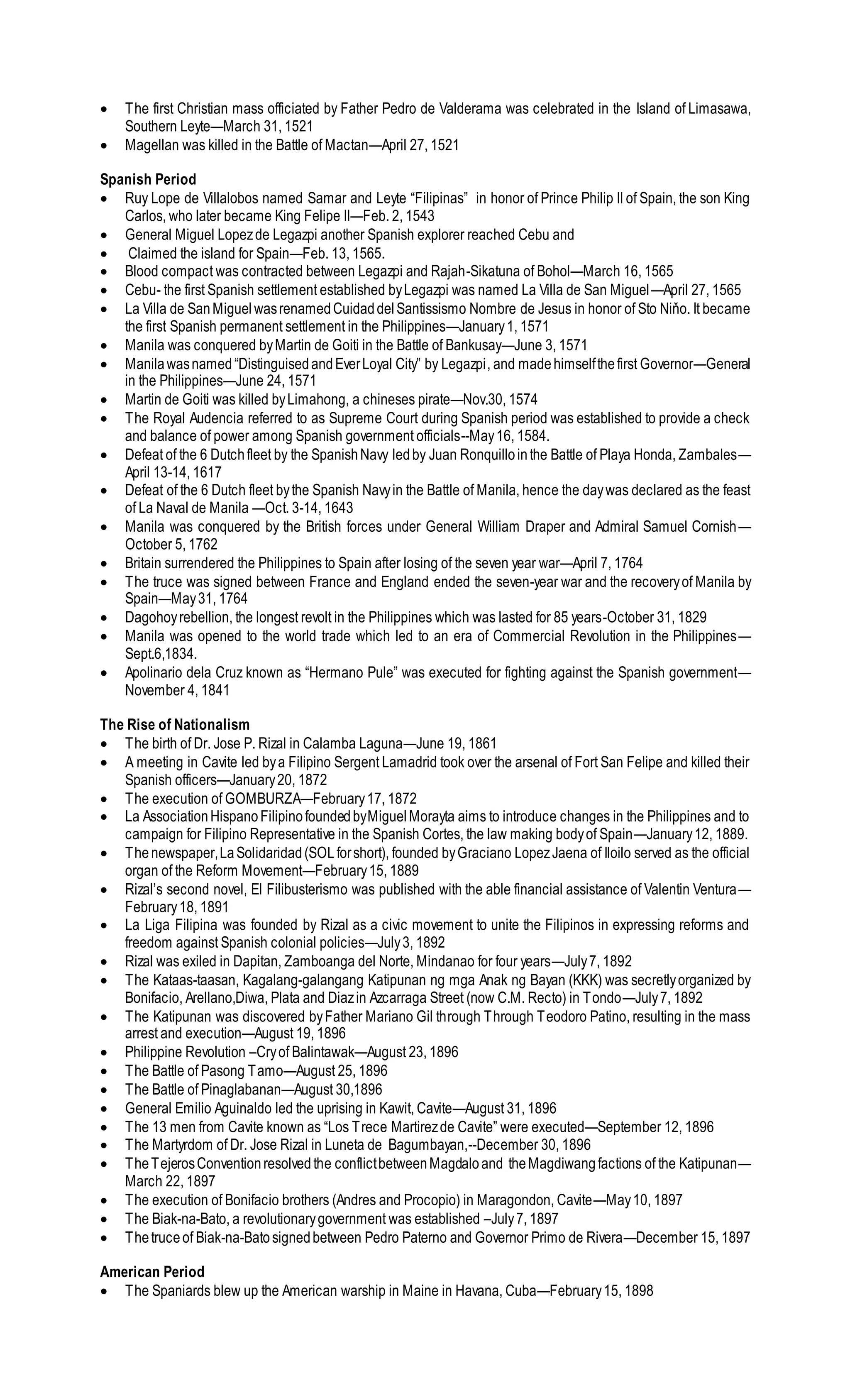 Philippine History Notes | DOCX