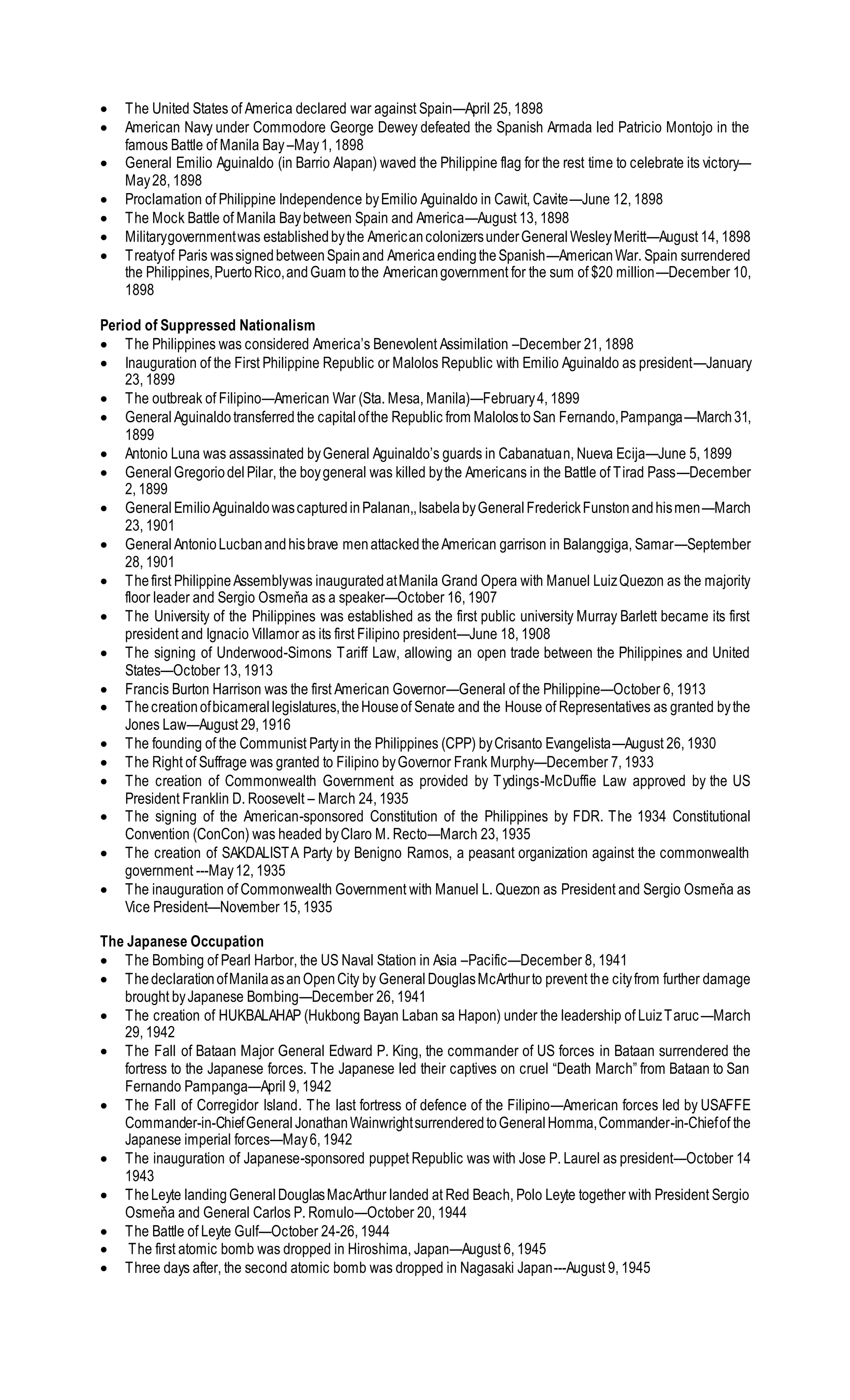 Philippine History Notes | DOCX