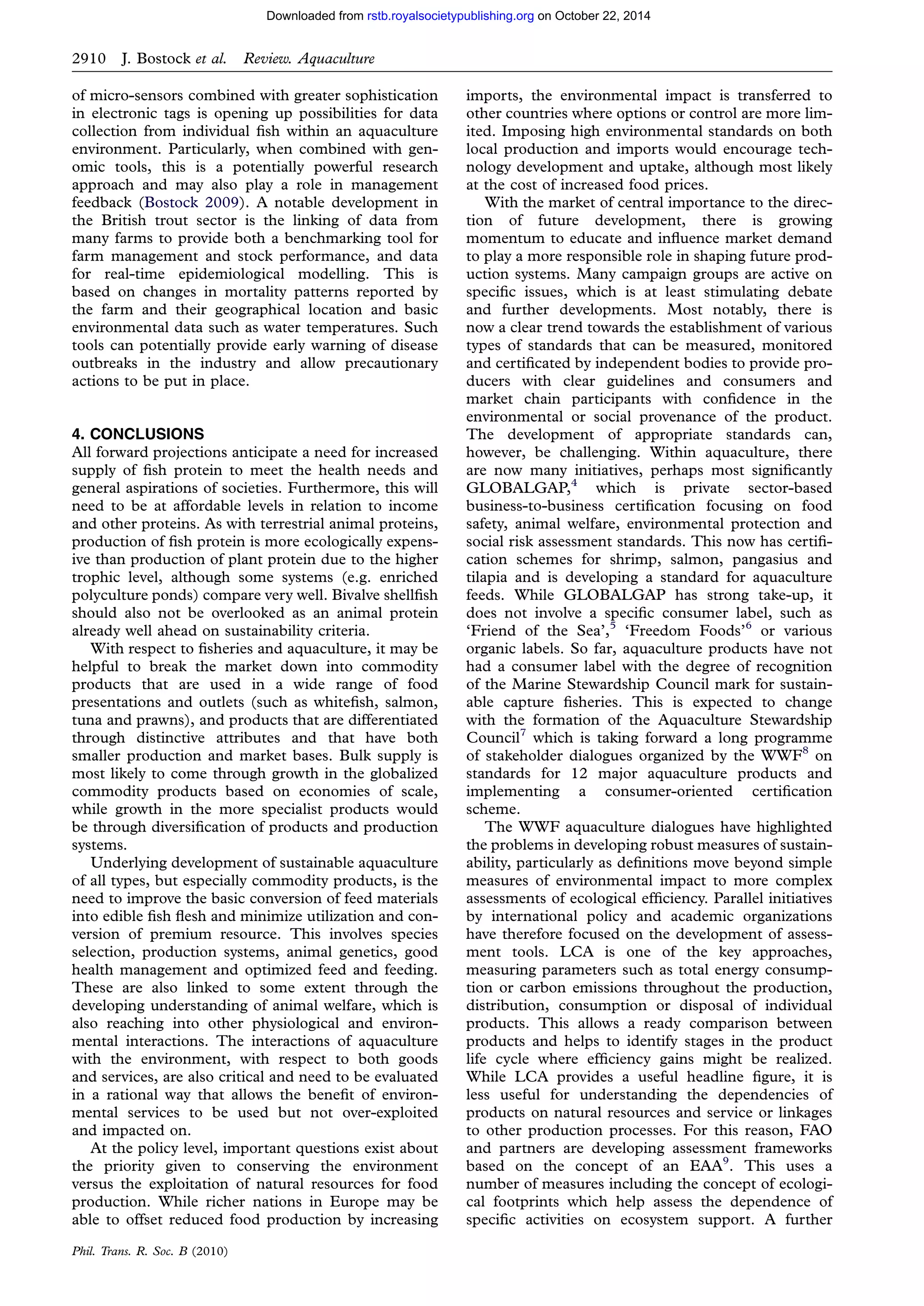 Aquaculture: global status and trends | PDF