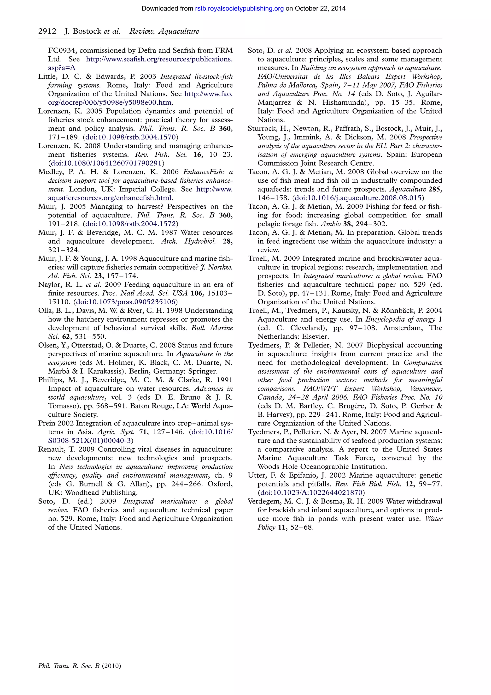 Aquaculture: global status and trends | PDF