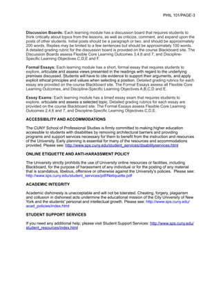 Phil101 Syllabus for CUNY Pathways | PDF