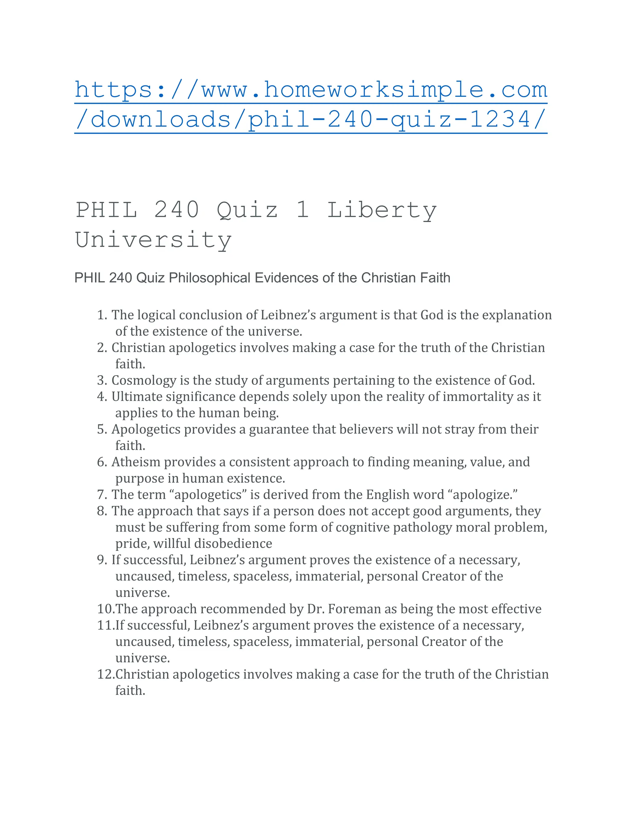 PHIL 240 Quizzes 1,2,3,4 Liberty University.docx