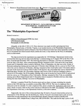 Philadelphia experiment | PDF