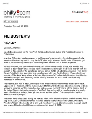 Philadelphia Inquirer OpEd - Filibusters | PDF
