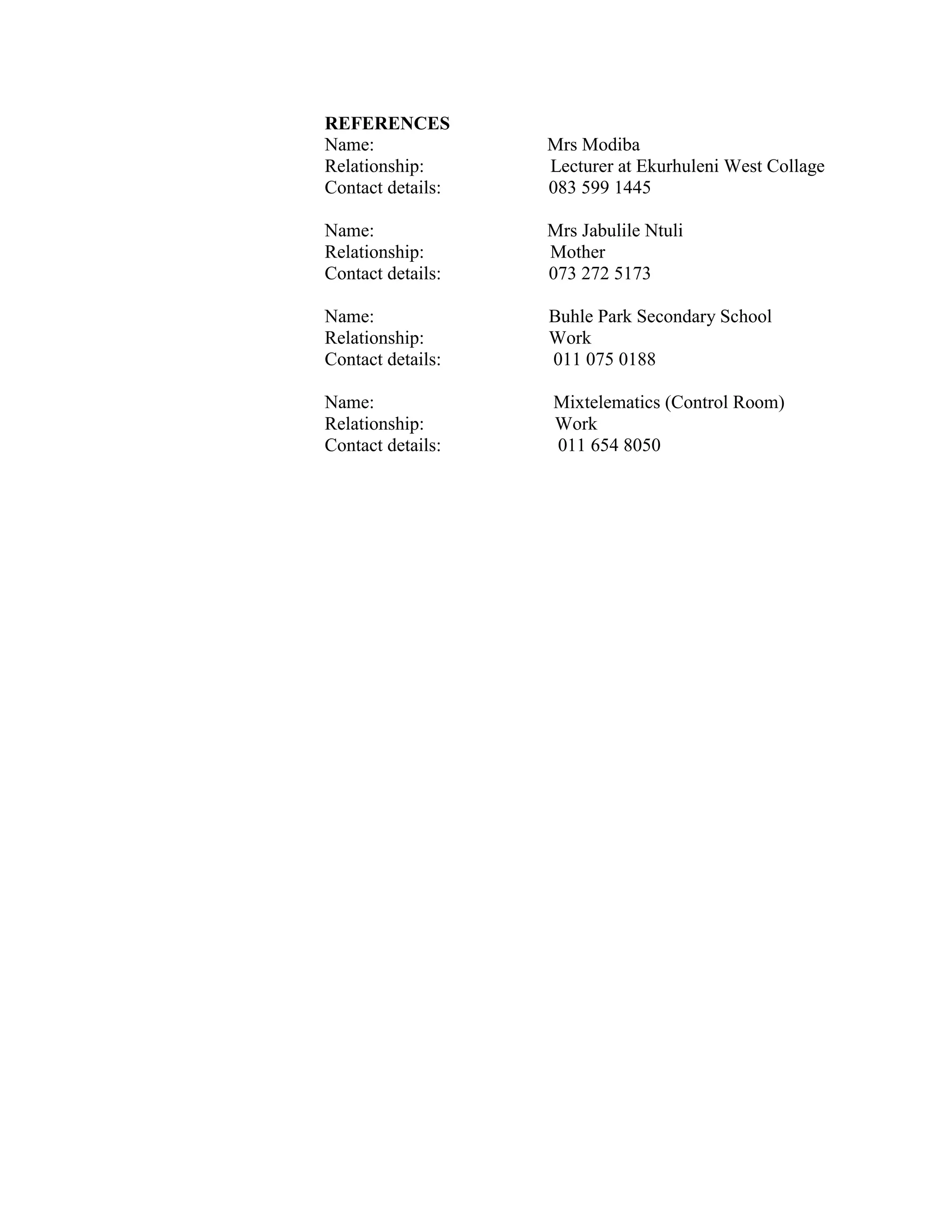 Philangenkosi mtshali resume | PDF