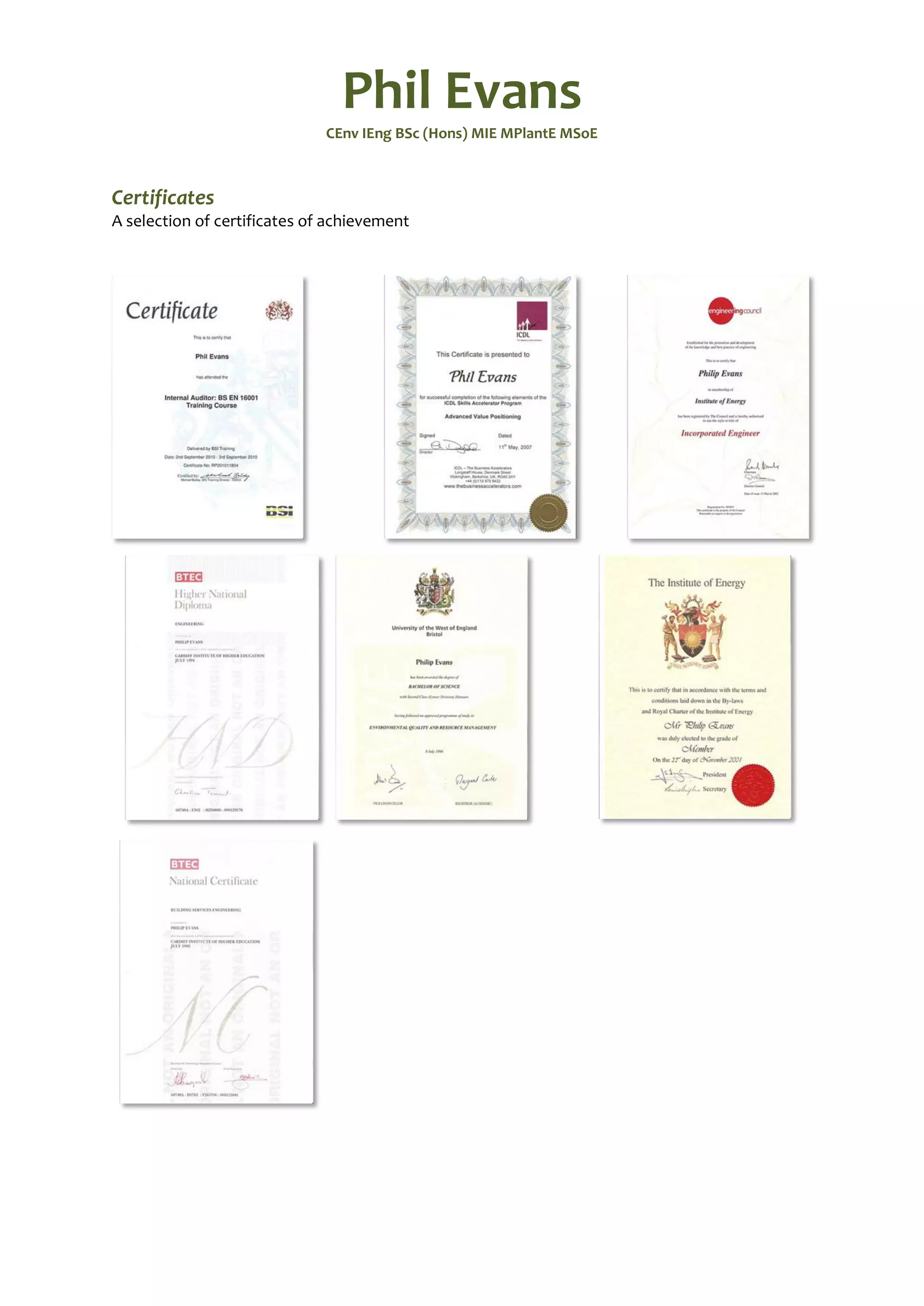 Phil Evans CV January 2012 | PDF | Power and Energy Industry | Industries