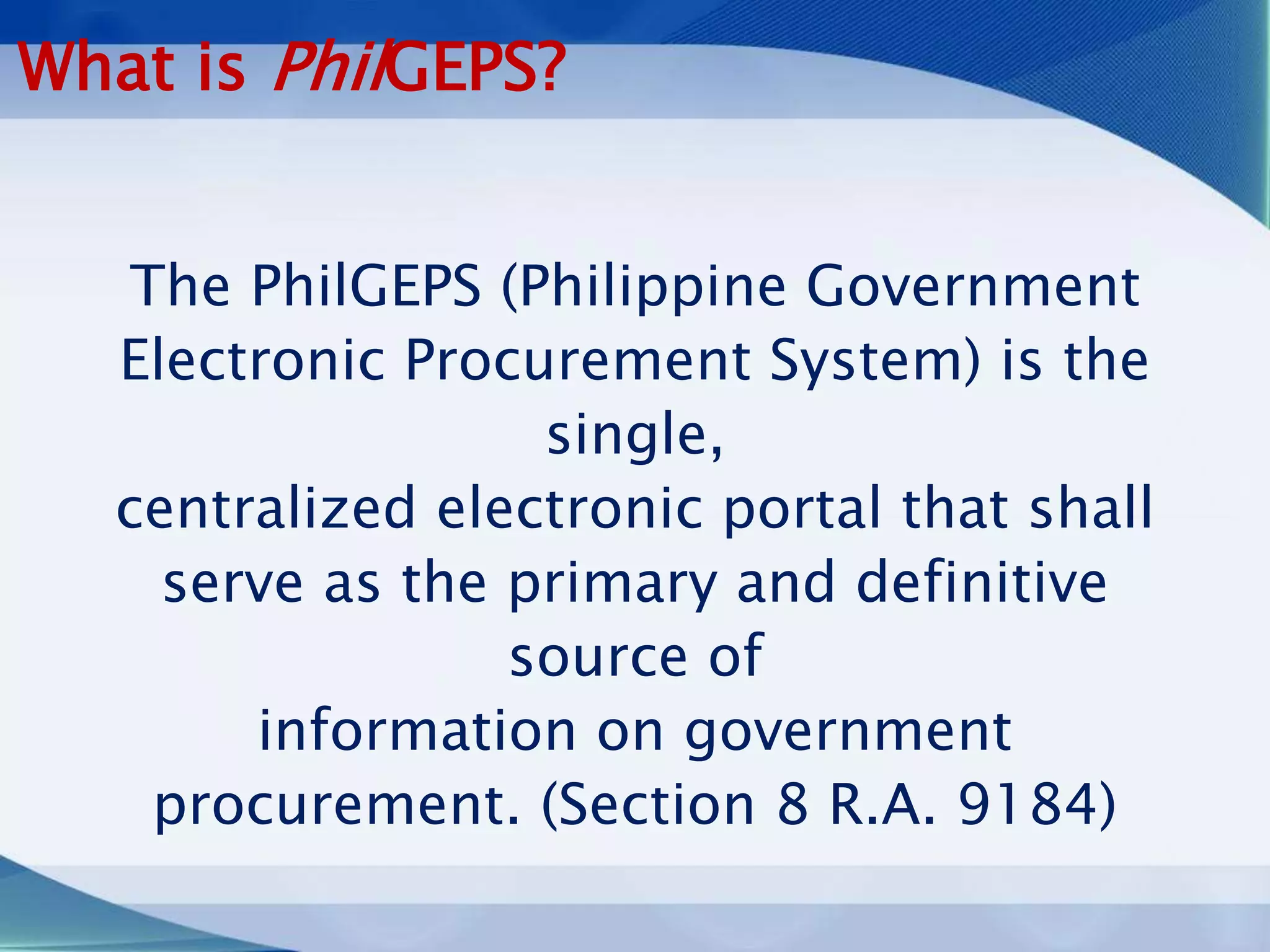 Philgeps Presentatation | PPTX