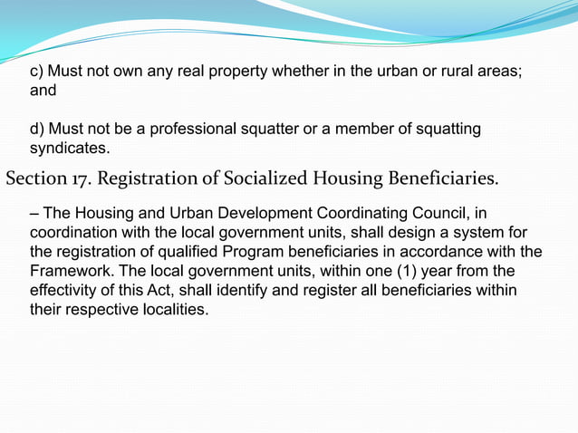 RA No. 7279(Geronimo) | PPTX | Government Support and Welfare ...