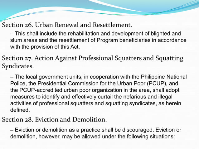 RA No. 7279(Geronimo) | PPTX | Government Support and Welfare ...