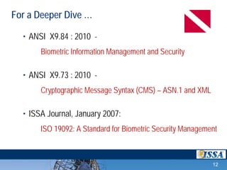 ISSA Web Conference - Biometric Information Security Management | PDF | Information and Network ...