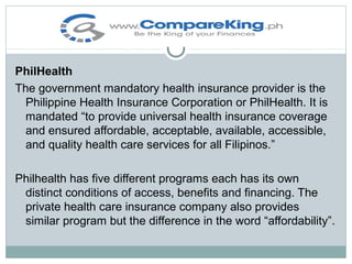 Philhealth and the private health insurance part one | PPT
