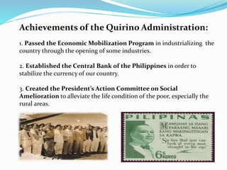 Political Development of the Presidents from Roxas to Marcos (1946-1986 ...