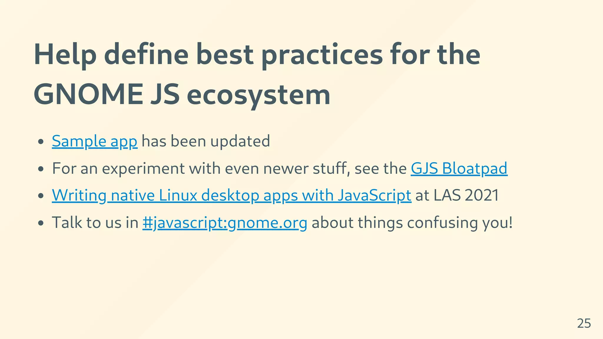 What is new with JavaScript in Gnome: The 2021 edition | PDF