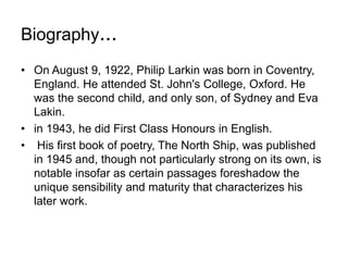 Biography of Philip Larkin | PPT