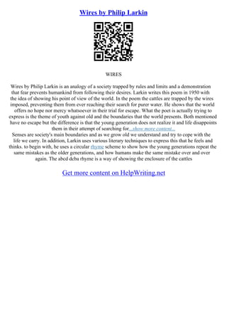 Philip Larkin Essay | PDF