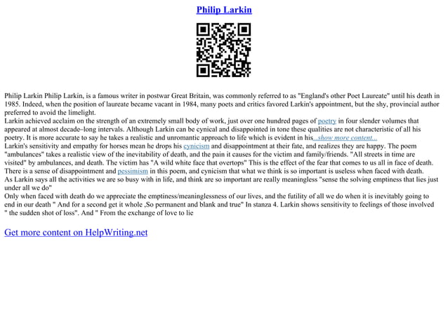 Philip Larkin Next Please | PDF