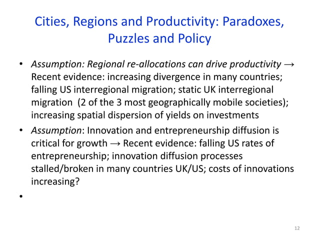 Philip McCann - Cities, Regions & Productivity | PPT