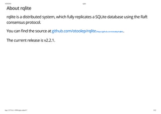 rqlite - replicating SQLite via Raft consensu | PDF