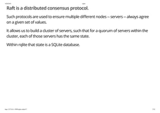 rqlite - replicating SQLite via Raft consensu | PDF