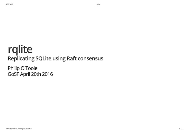 Rqlite Replicating Sqlite Via Raft Consensu Ppt 7368