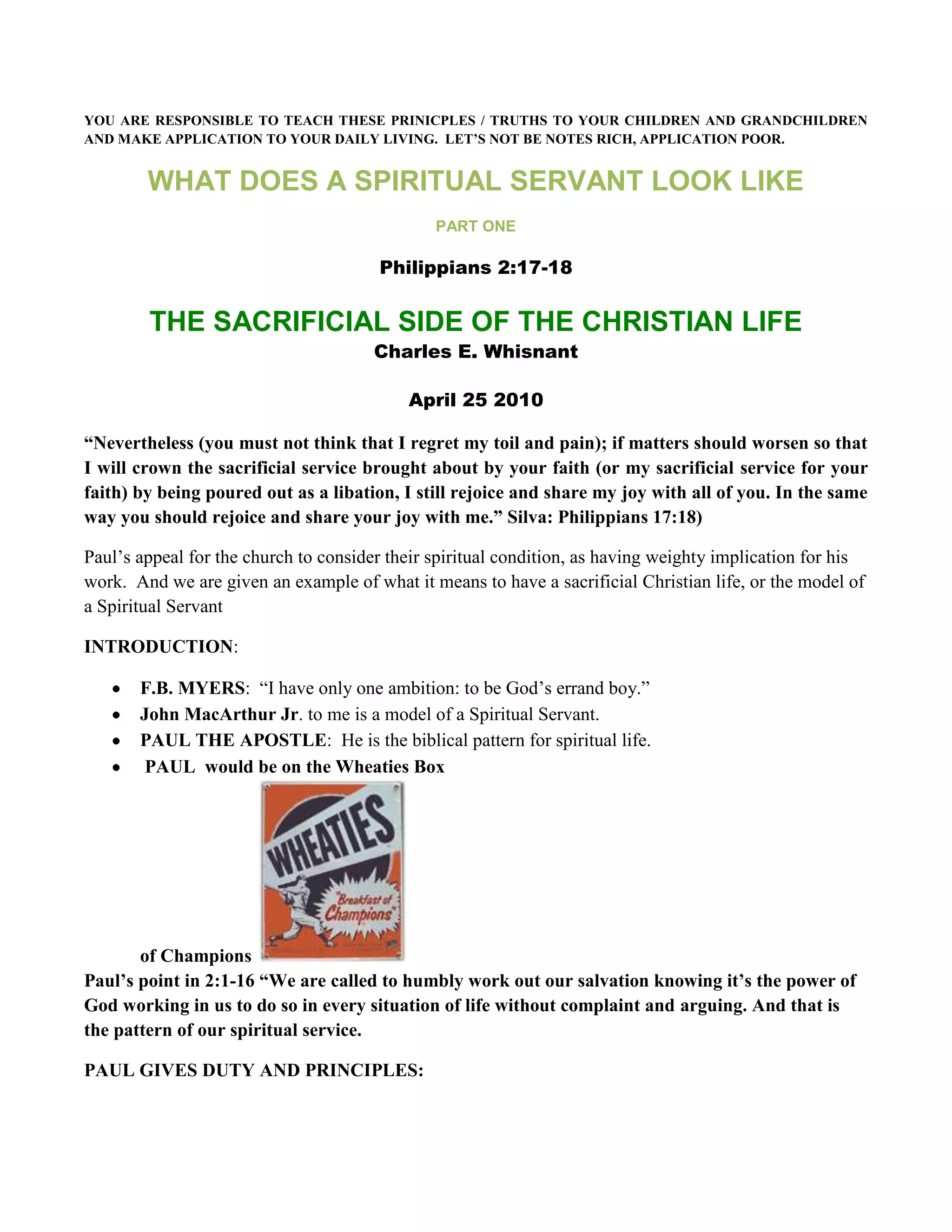 Philippians 2 17 Outline 4 25 10 | PDF