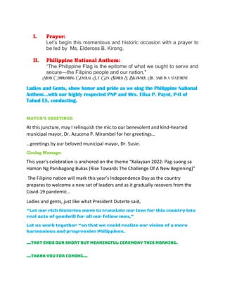 Independence Day Emcee Script | PDF