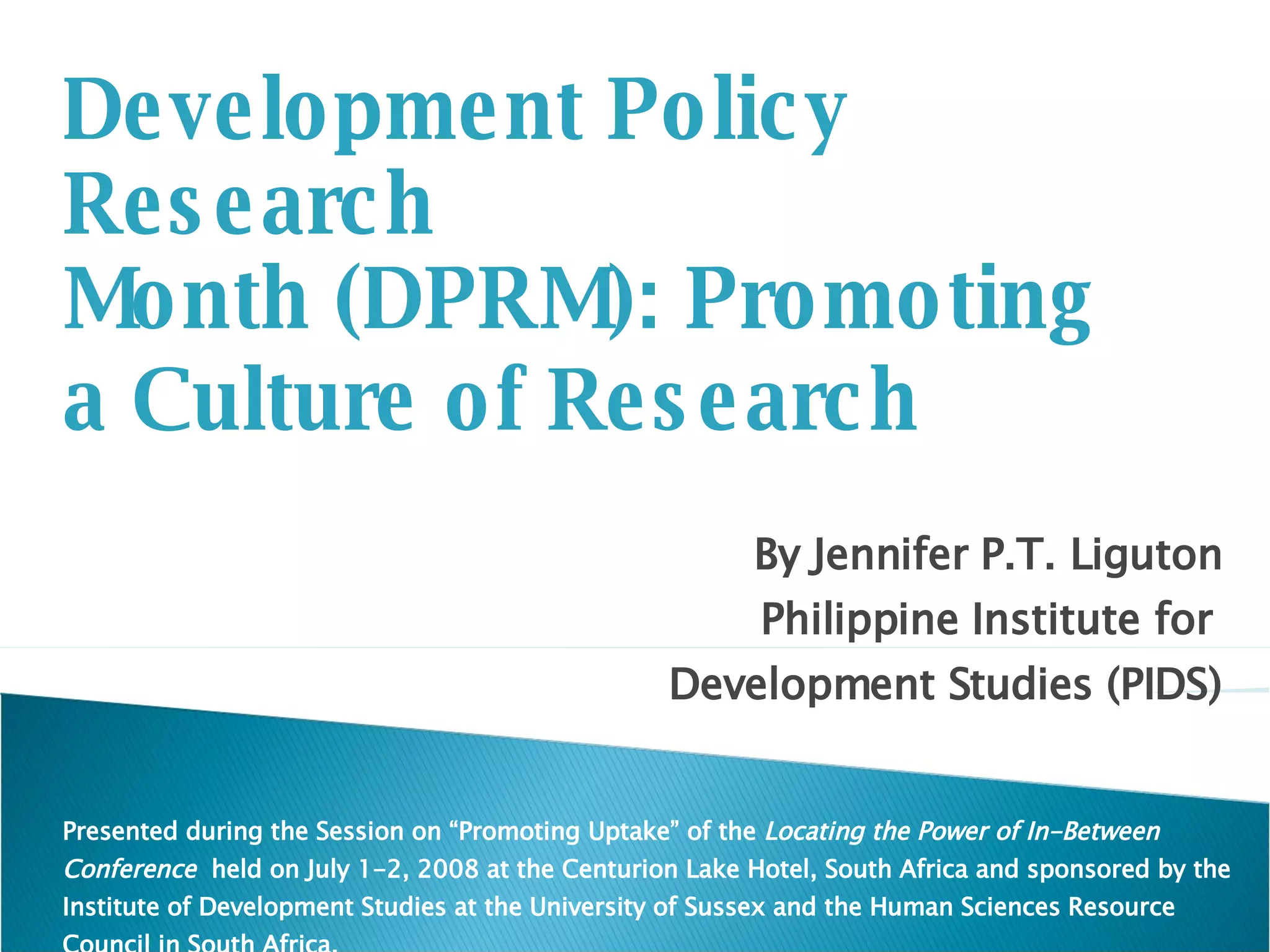 Philippine Institute Of Development Studies Dprm | PPT