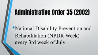 PHILIPPINE-LAWS-FOR-PWDs.pptx (1).pdfhsshhhh | PDF