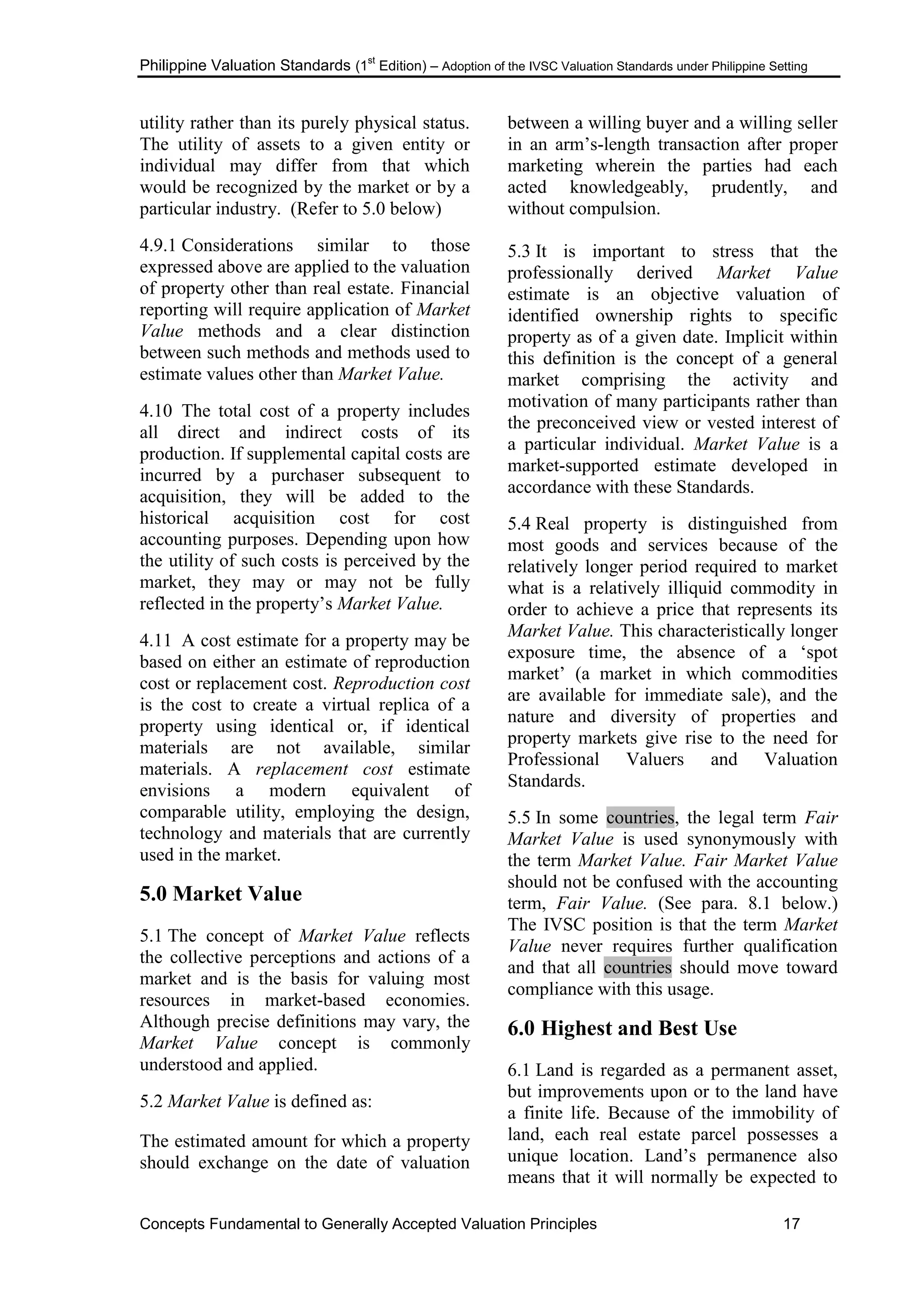 Philippine Valuation Standards Manual | PDF