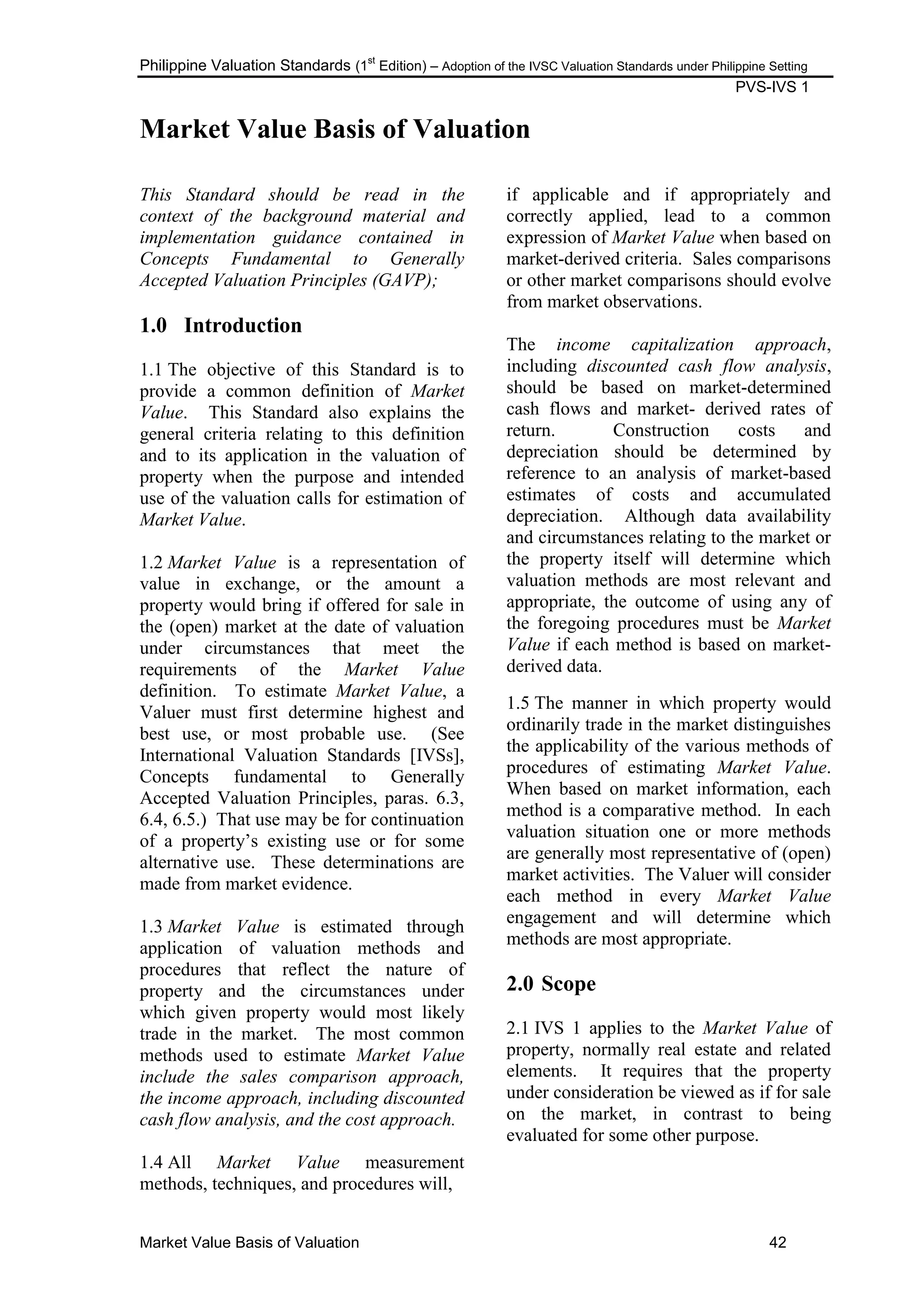 Philippine Valuation Standards Manual | PDF