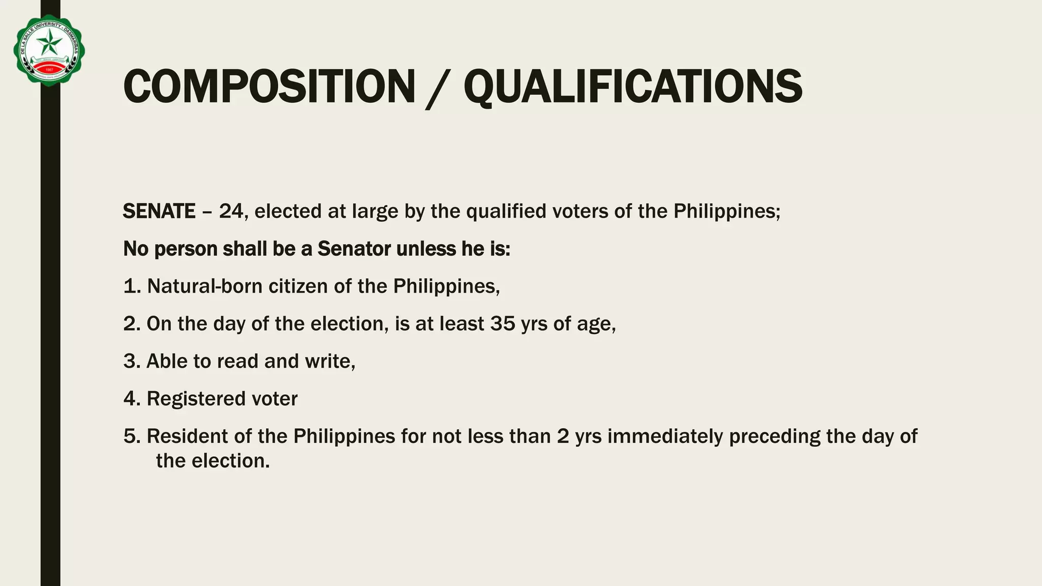 Philippine Constitution - Article VI - Legislative Power | PPTX