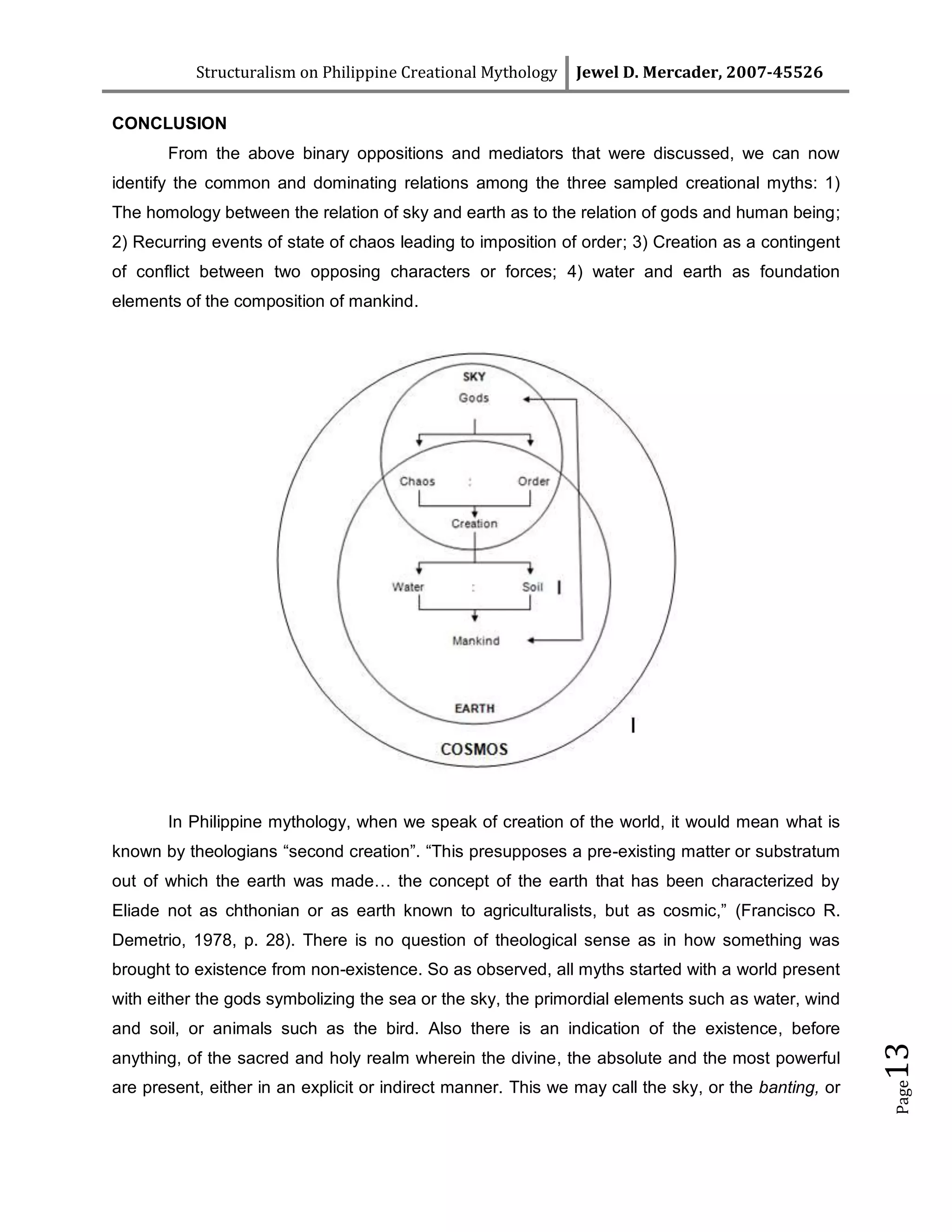 Philippine creational mythology, structural anthropology 1 | PDF