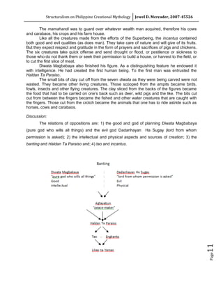 Philippine creational mythology, structural anthropology 1 | PDF