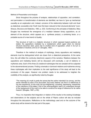 Philippine creational mythology, structural anthropology 1 | PDF