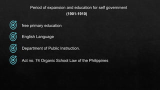 Philippine educational system american regime | PPTX