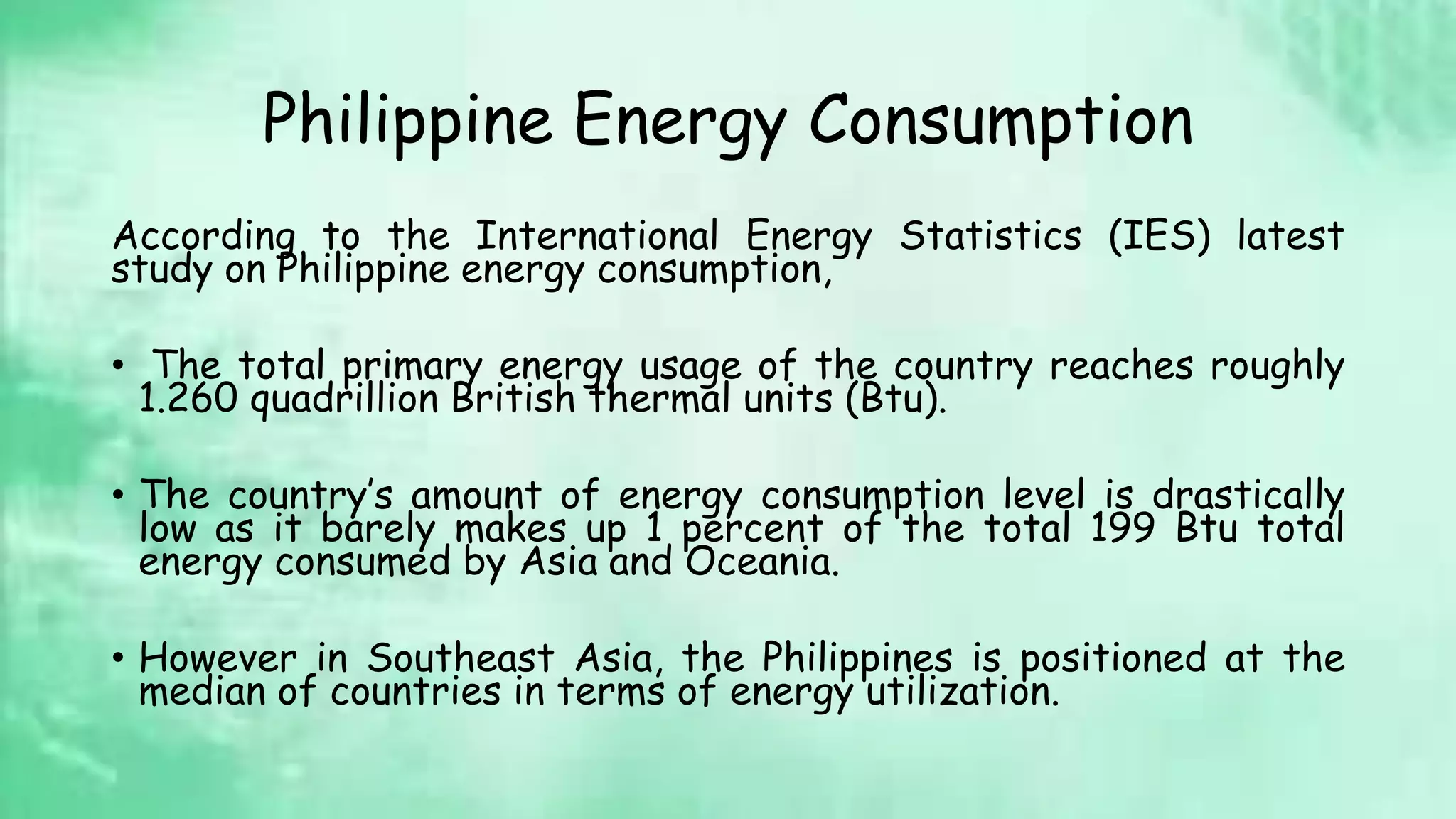 Philippine energy consumption | PPTX