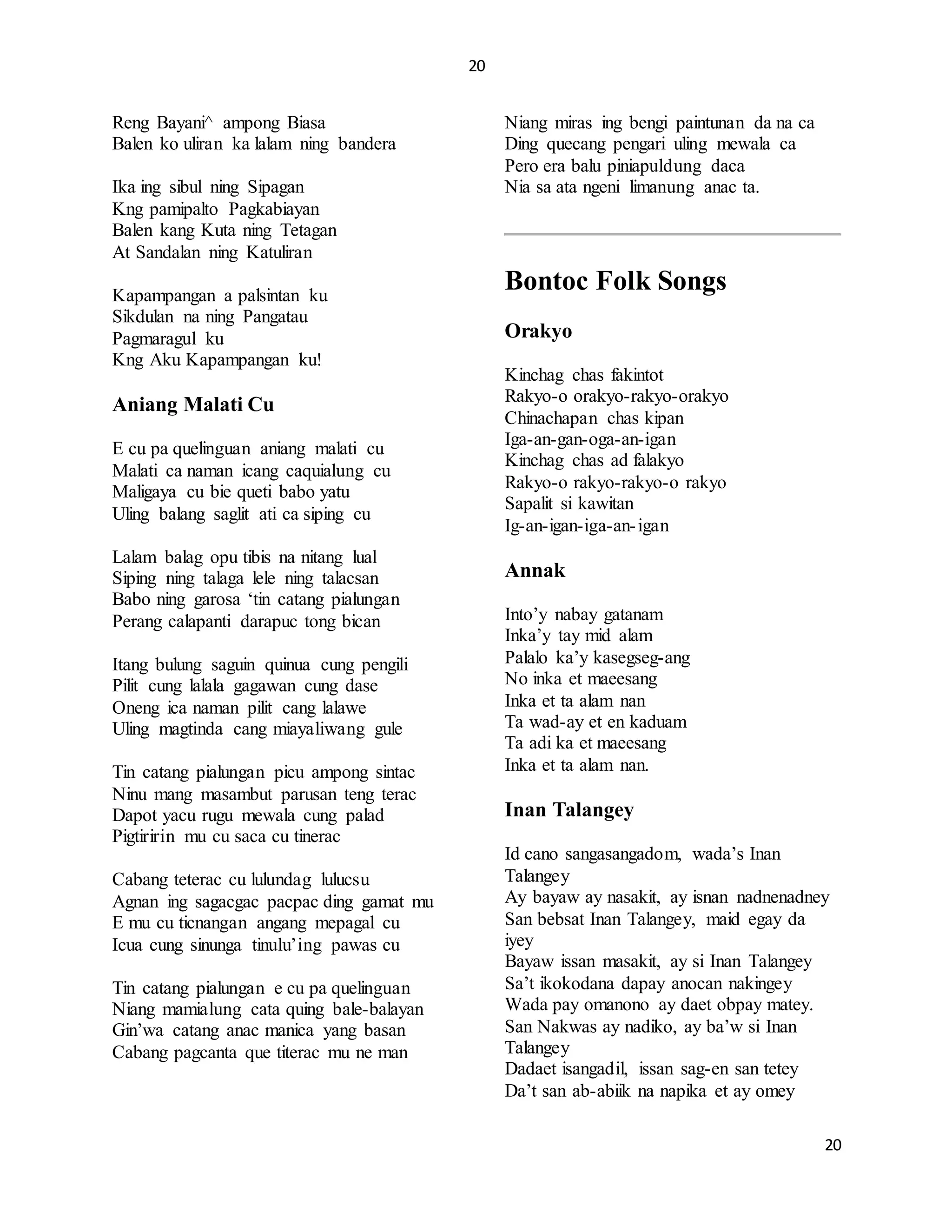 Philippine folk songs | DOCX