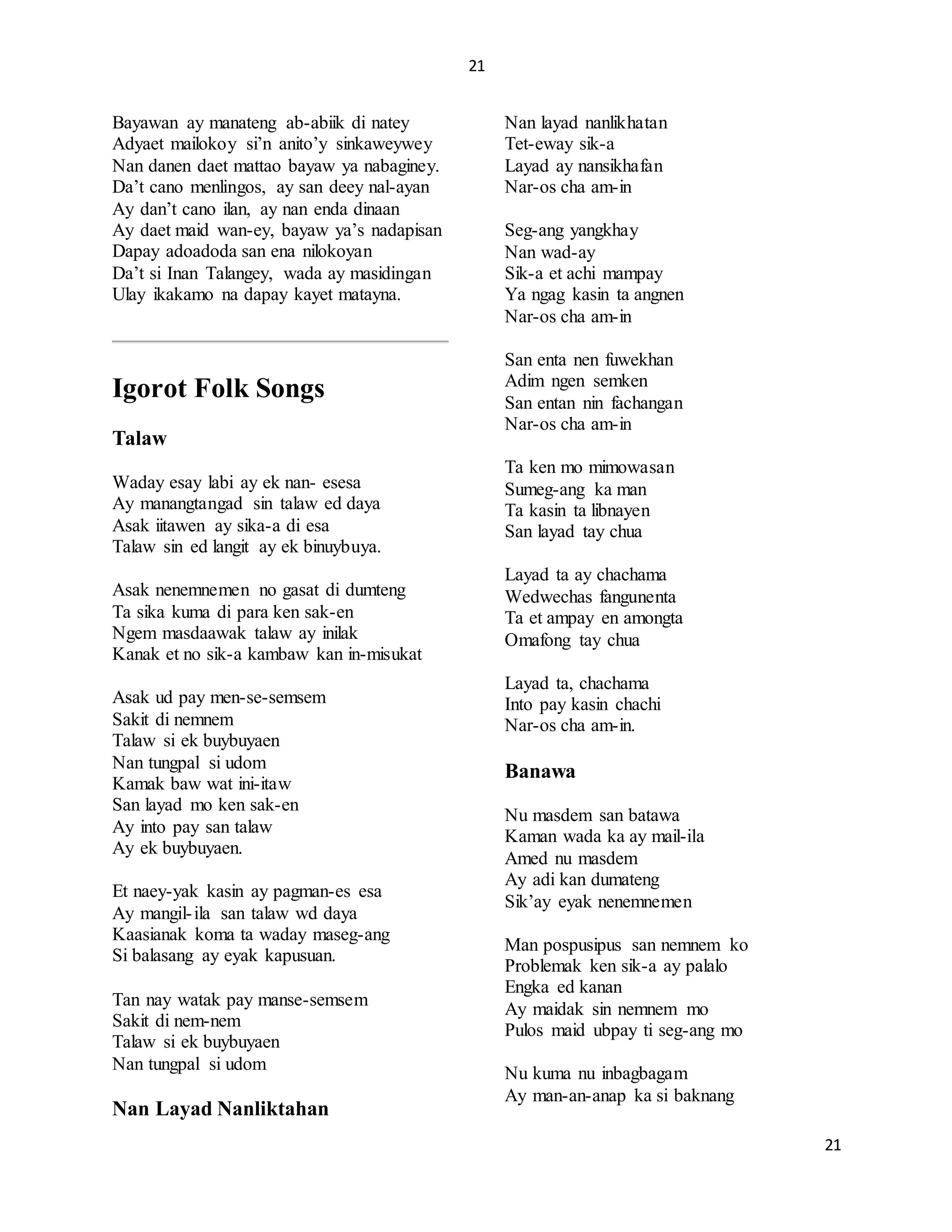 Philippine folk songs | DOCX