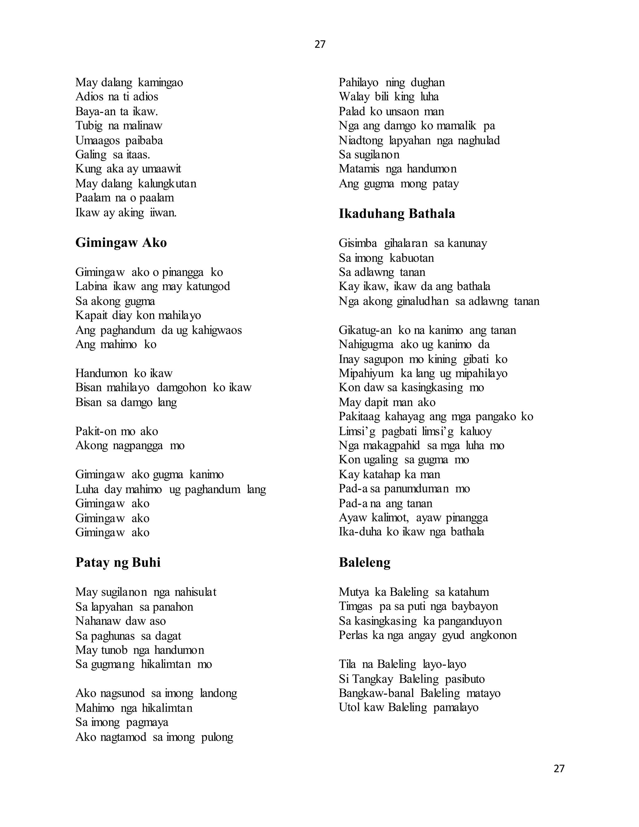 Philippine folk songs | DOCX
