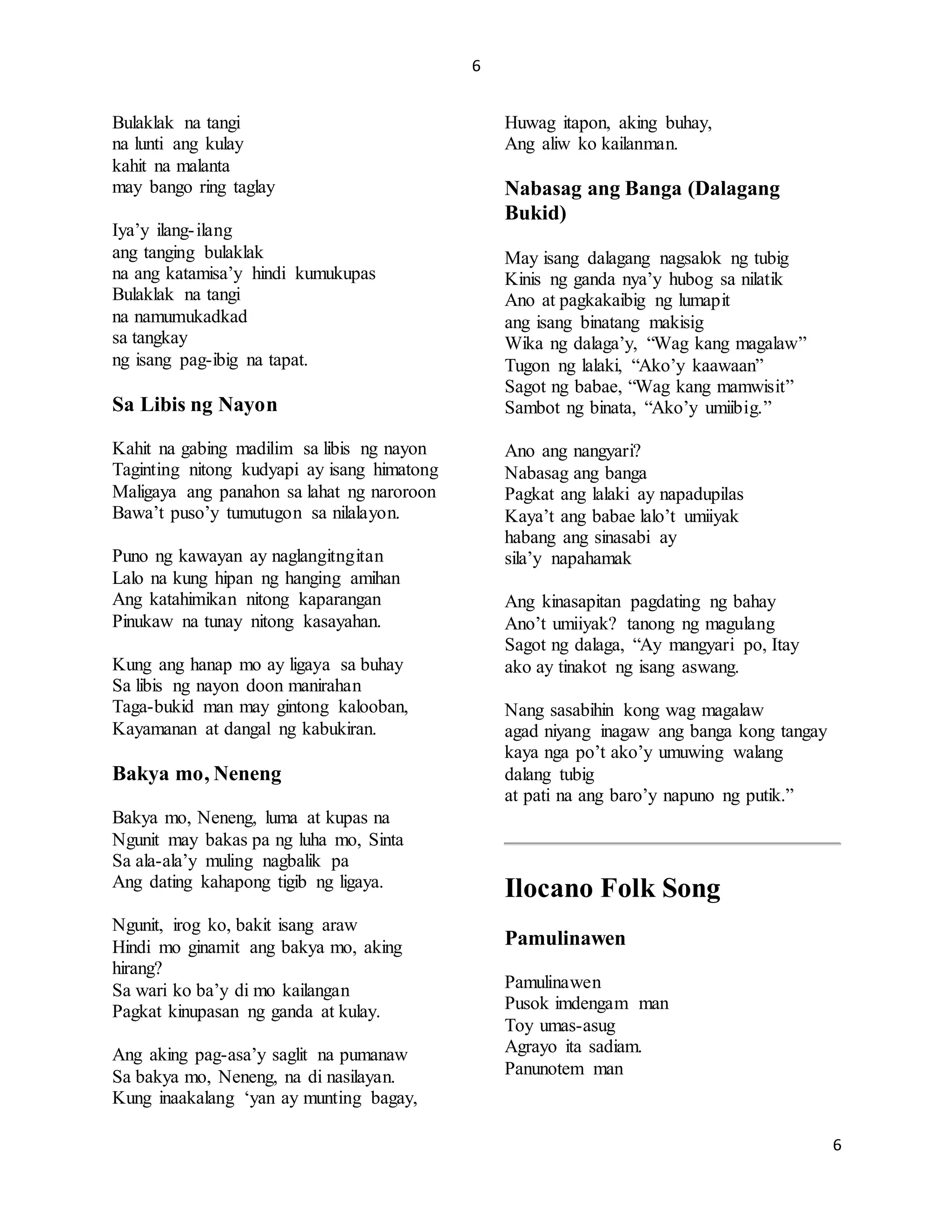Philippine folk songs | DOCX