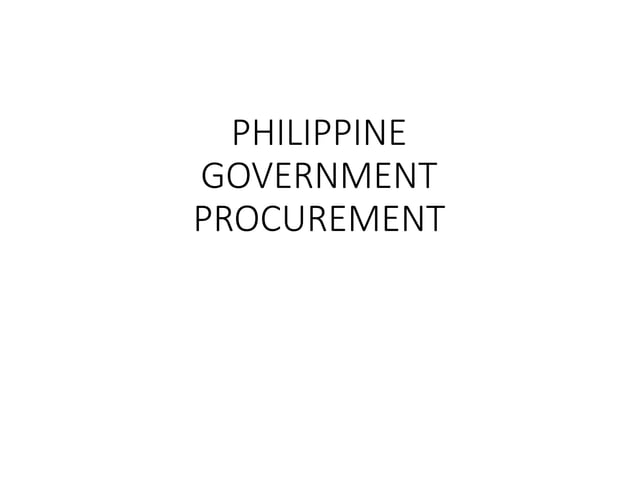 Philippine government procurement | PDF