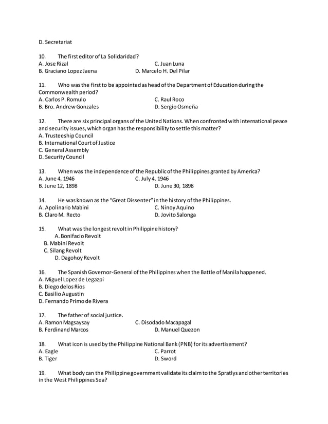 LET Reviewer - Philippine History - Part II | DOCX