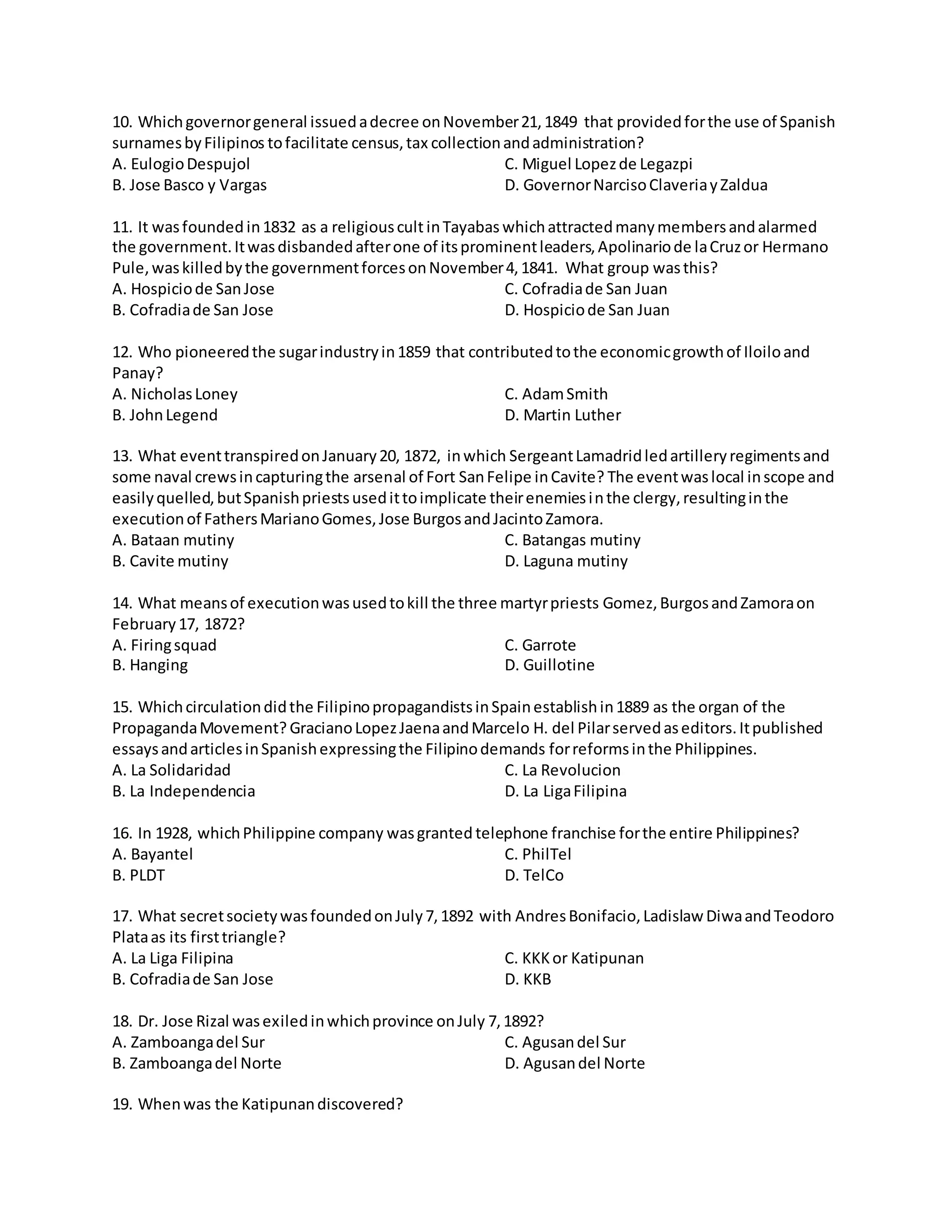 LET Reviewer (Social Science - Philippine History) | DOCX