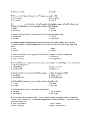 LET Reviewer (Social Science - Philippine History) | DOCX