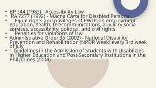 PHILIPPINE LAW FOR PWDS.pptx............. | PPTX